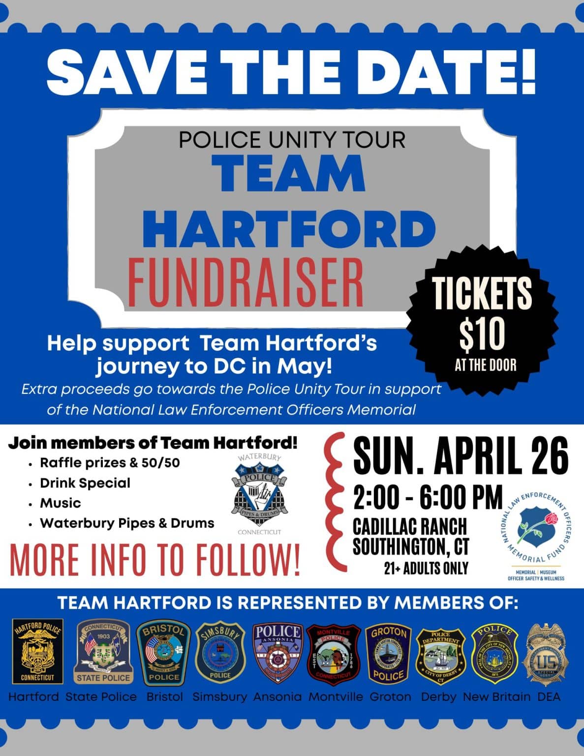Police Unity Tour Fundraiser Ticket - Cadillac Ranch Restaurant
